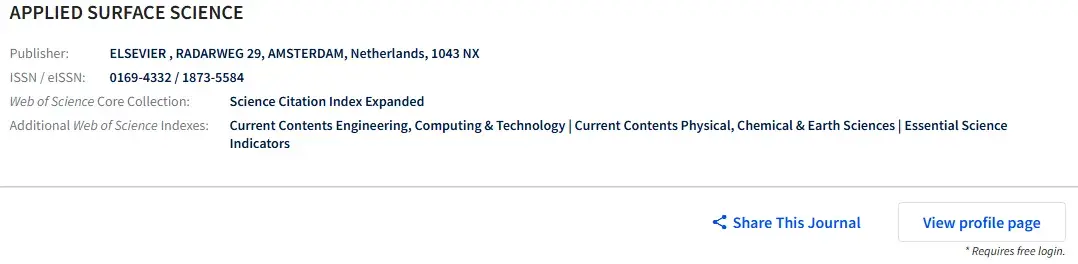 《APPLIED SURFACE SCIENCE》能否回到1区？影响因子有回升！ - 知乎