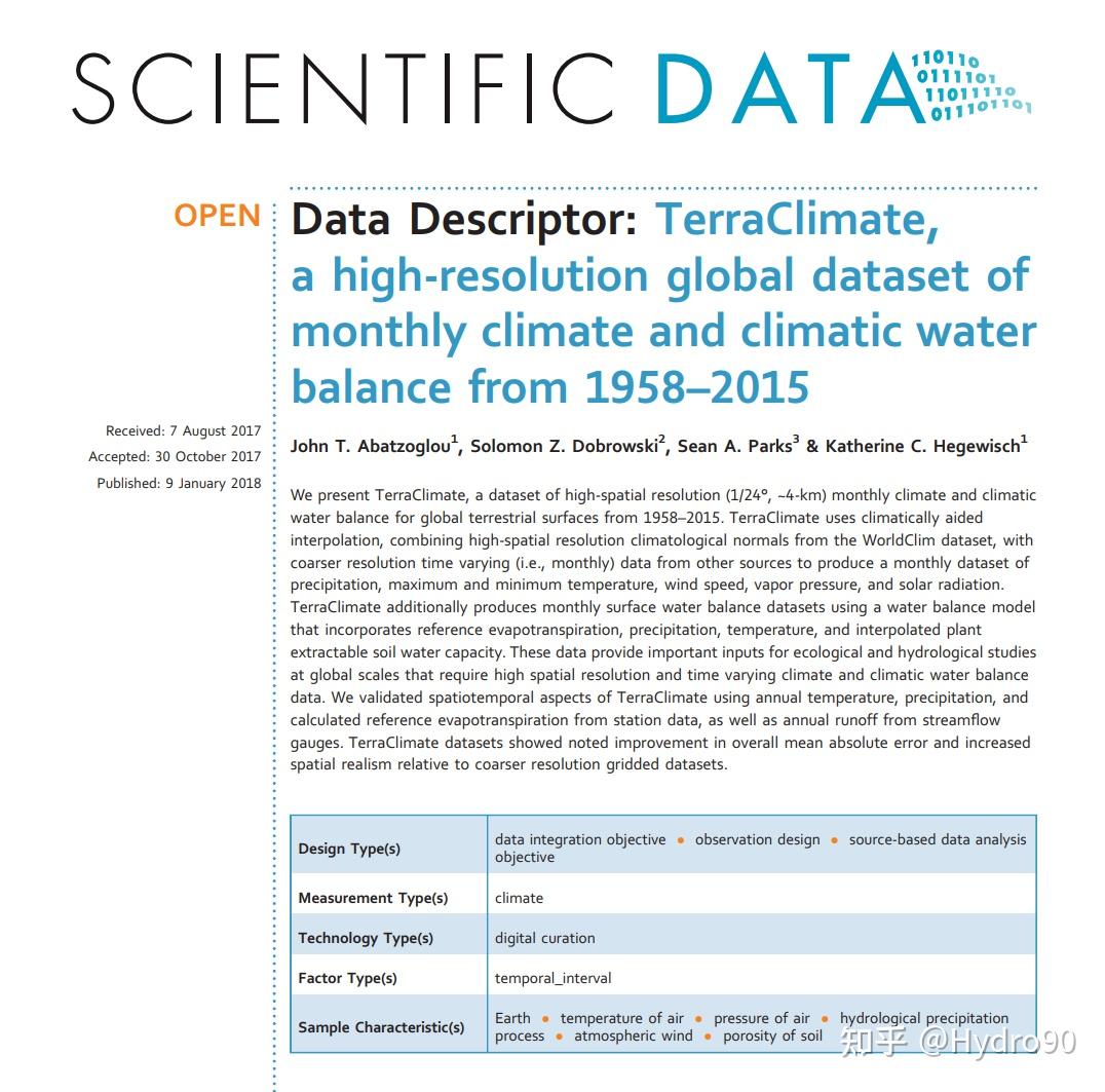 TerraClimate（全球每月气候和气候水平衡的高分辨率数据集）介绍及下载 - 知乎