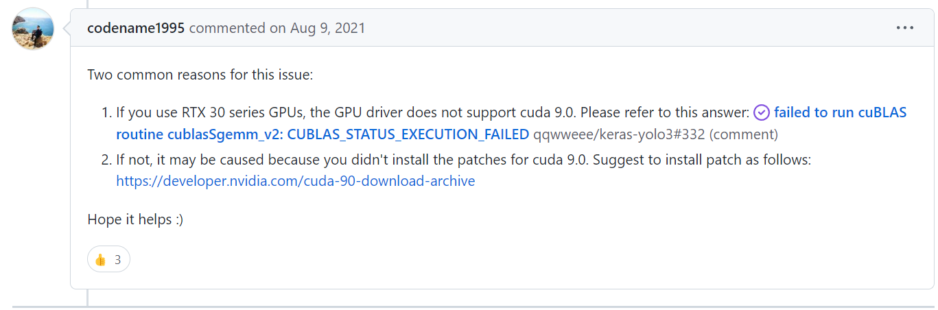 Tensorflow-GPU无法运行-failed to run cuBLAS routine: CUBLAS_STATUS_EXECUTION_FAILED - 知乎