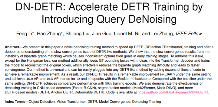 文献阅读：DN-DETR：Accelerate DETR Training by Introducing Query DeNoising - 知乎