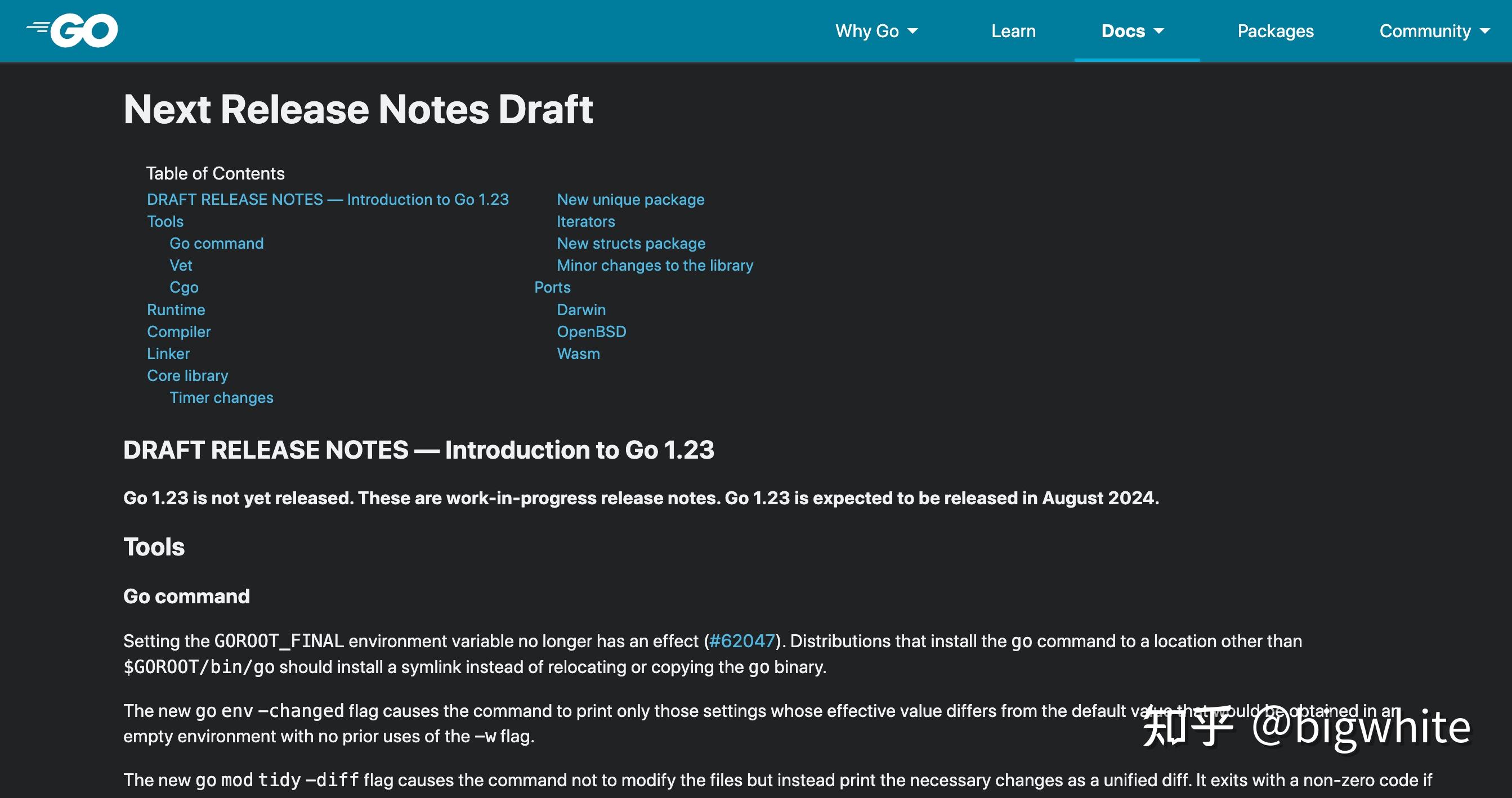 Go 1.23 Release Notes编写方式改进 - 知乎
