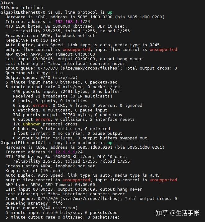 PNET Lab模拟器网络实验：常用排错命令show interface、show ip interface、show ip ...