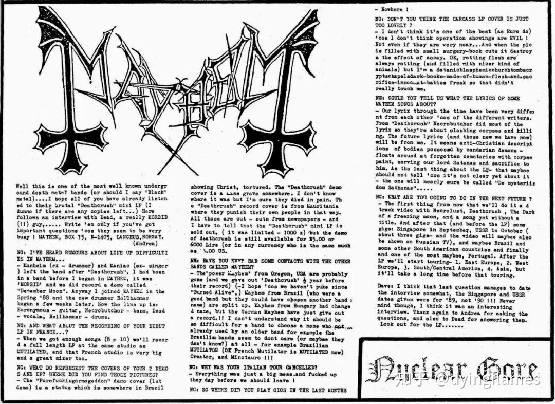 三十多年前对MAYHEM已逝主唱Dead的稀有采访 - 知乎