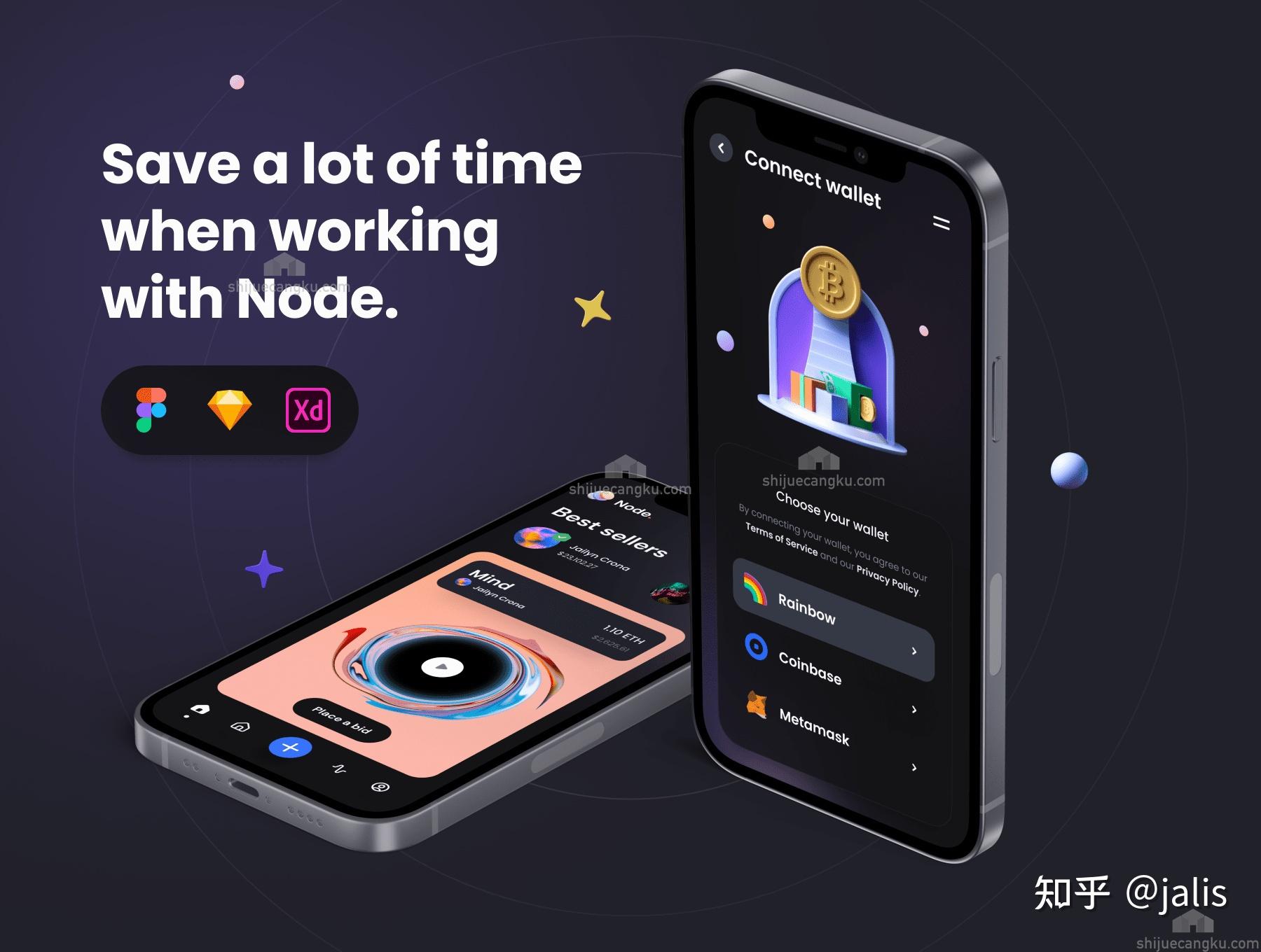 APP UI素材分享:炫酷金融加密货币钱包APP设计：Node – Crypto NFT iOS UI Kit - 知乎