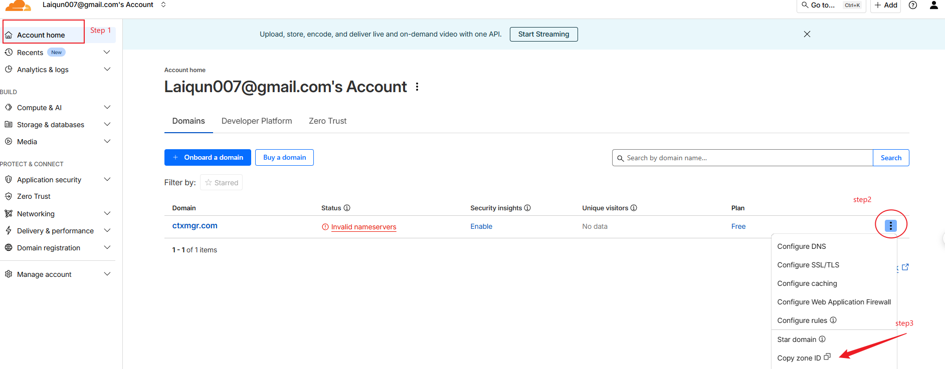 查看 cloudflare 的account id,zone id - 知乎