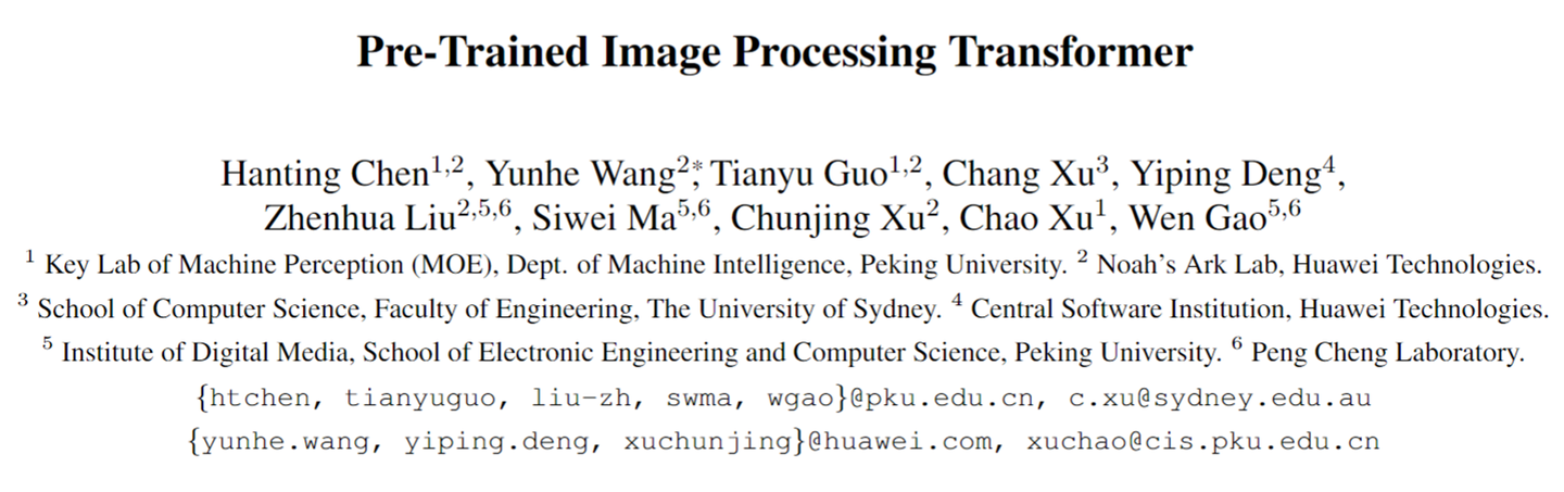 【Transformer】Pre-Trained Image Processing Transformer (CVPR'2021) - 知乎
