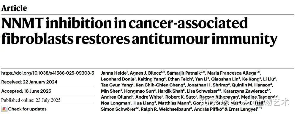 Nature | “代谢–表观”轴调控肿瘤免疫：靶向烟酰胺N-甲基转移酶NNMT可重塑肿瘤免疫微环境 - 知乎