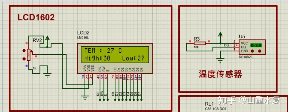 【Proteus】DS18B20简易温控器 - 知乎