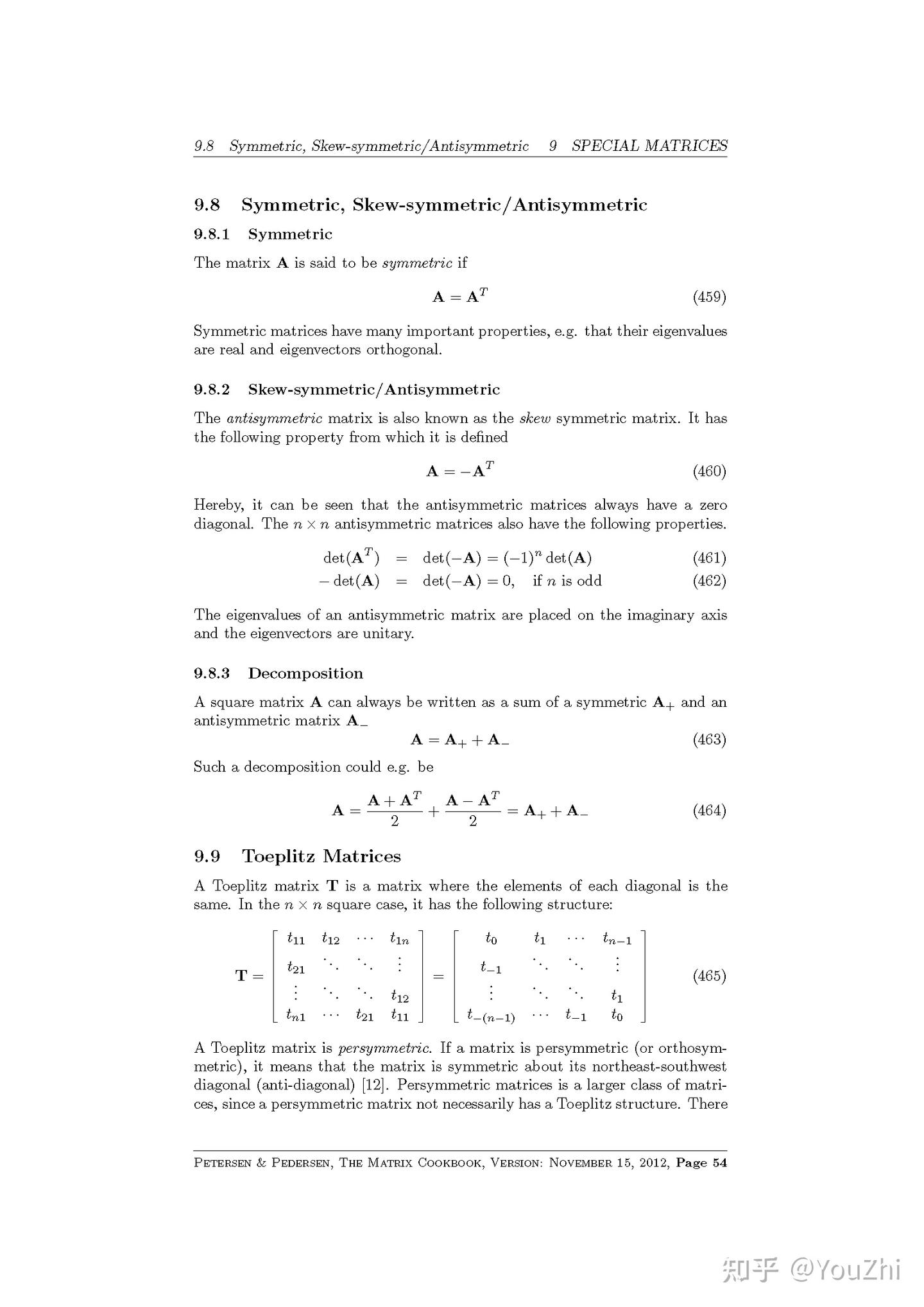 矩阵微积分公式查表(The Matrix Cookbook) - 知乎