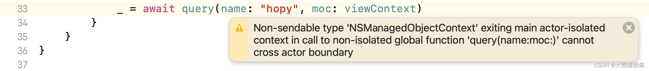 SwiftUI async/await 并发代码提示 Non-sendable type cannot cross actor boundary 警告的解决 - 知乎