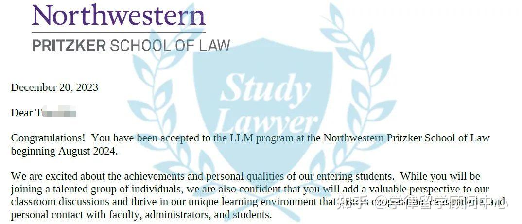 西北LLM首轮放榜，恭喜收到offer的学律申请者 - 知乎