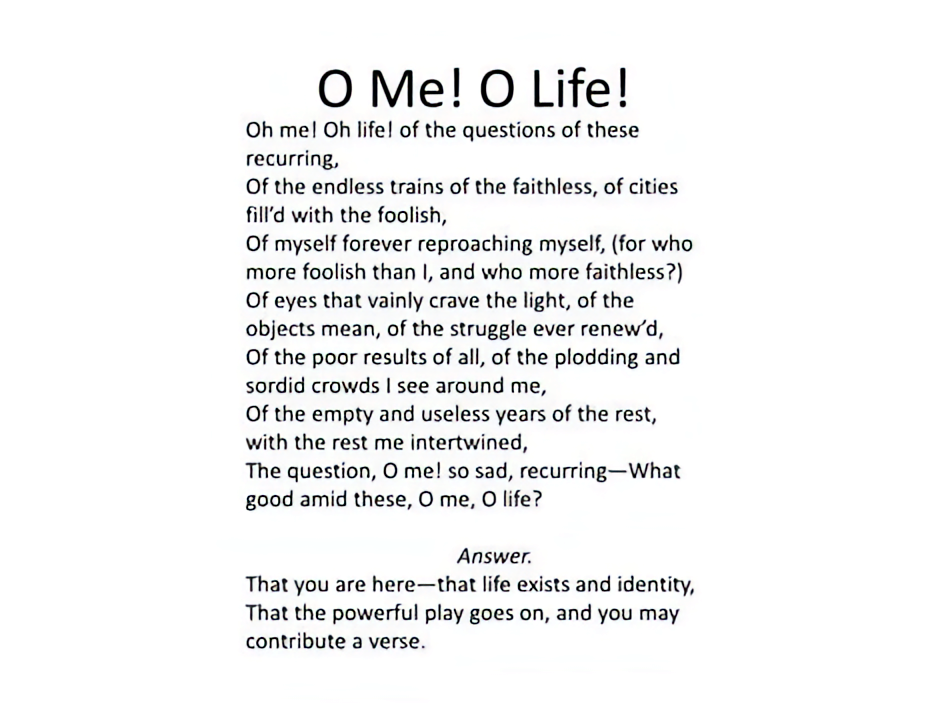 Walt Whitman(沃尔特·惠特曼)《O Me! O Life!》《哦，我！ 哦，生命！》解析 - 知乎