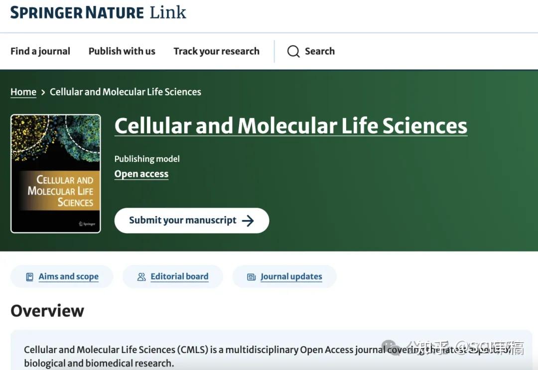 CELLULAR AND MOLECULAR LIFE SCIENCES期刊解读，JCR1区Top期刊，国人友好且无版面费 - 知乎