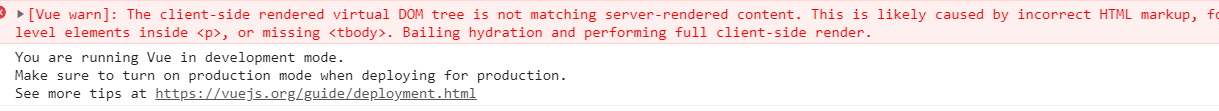 [Vue warn]: The client-side rendered virtual DOM tree is not matching server-rendered content. - 知乎