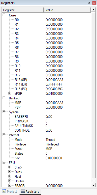【ARM】MDK在debug模式下的Registers窗口包含哪些内容 - 知乎