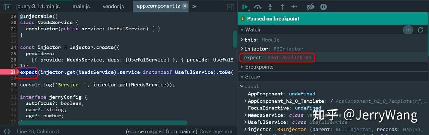 为什么按照 Angular 官网教程执行简单的测试代码，会遇到expect is not defined的错误消息 - 知乎
