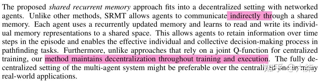 论文笔记SRMT: SHARED MEMORY FOR MULTI-AGENT LIFE LONG PATHFINDING - 知乎