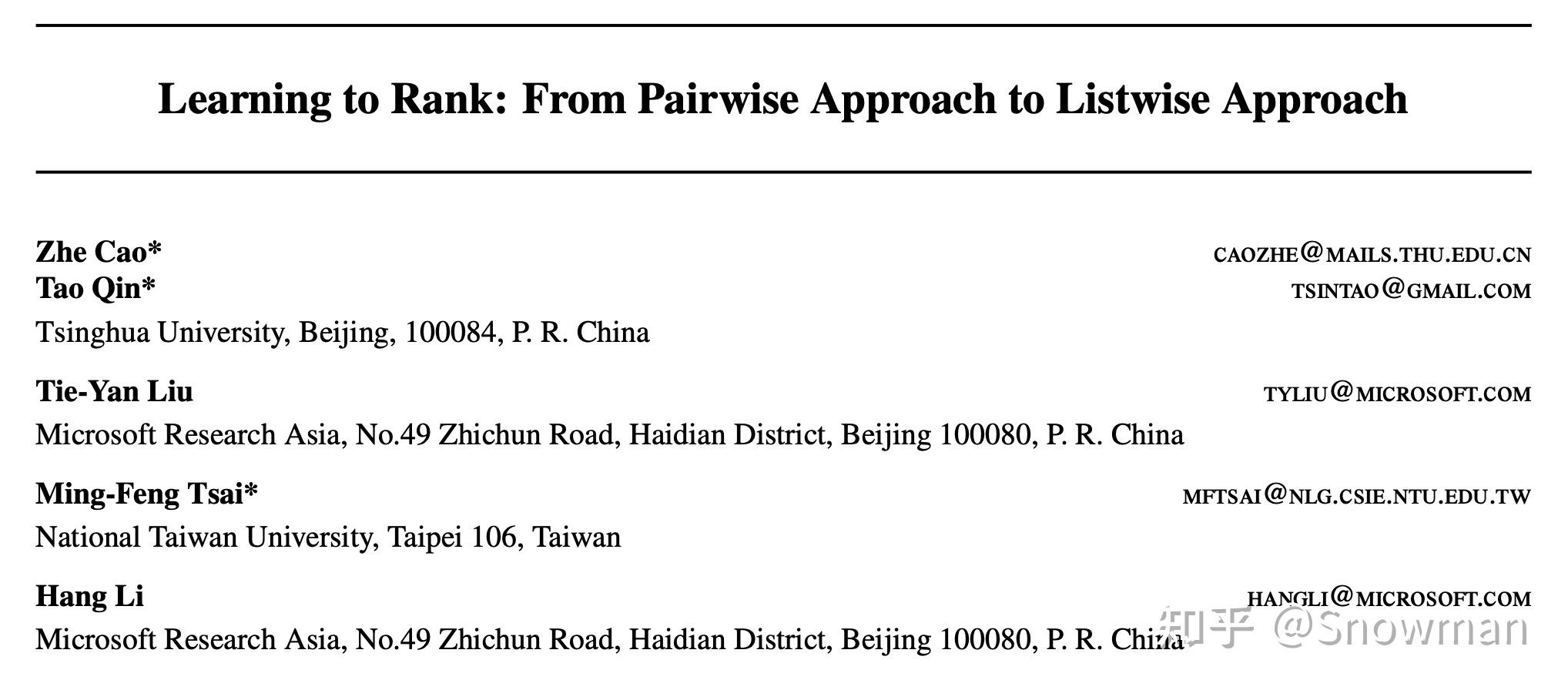 Learning to Rank: From Pairwise Approach to Listwise Approach - 学习排序：从点 ...