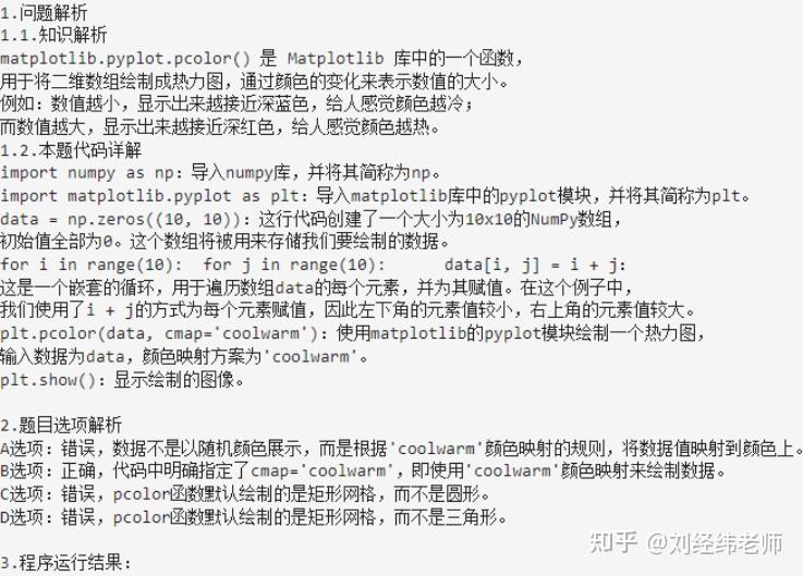 Python中的数据可视化：将二维数组绘制热力图matplotlib.pyplot.pcolor() - 知乎
