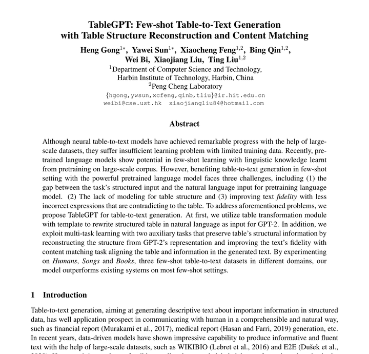 TableGPT: Few-shot Table-to-Text Generation with Table Structure Reconstruction and Content ...