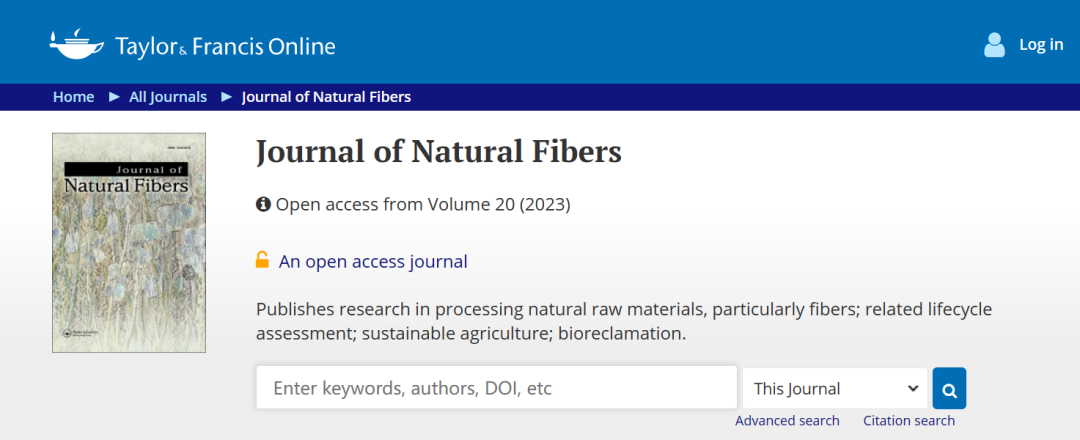 刊·见 | JCR Q1国际期刊Journal of Natural Fibers探索天然纤维的“妙用” - 知乎