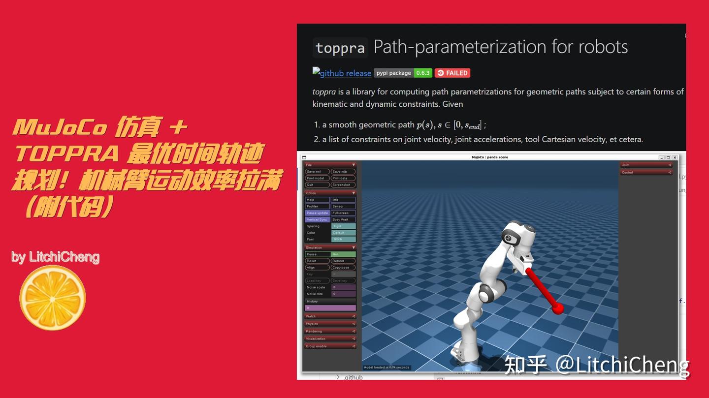 MuJoCo 仿真 + TOPPRA 最优时间轨迹规划！机械臂运动效率拉满（附代码） - 知乎