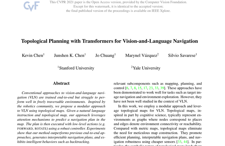【论文笔记】Topological Planning with Transformers for Vision-and-Language Navigation - 知乎