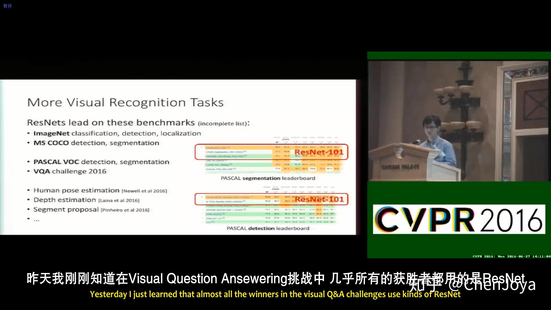 【AI Talking】CVPR2016 最佳论文， ResNet 现场演讲 - 知乎
