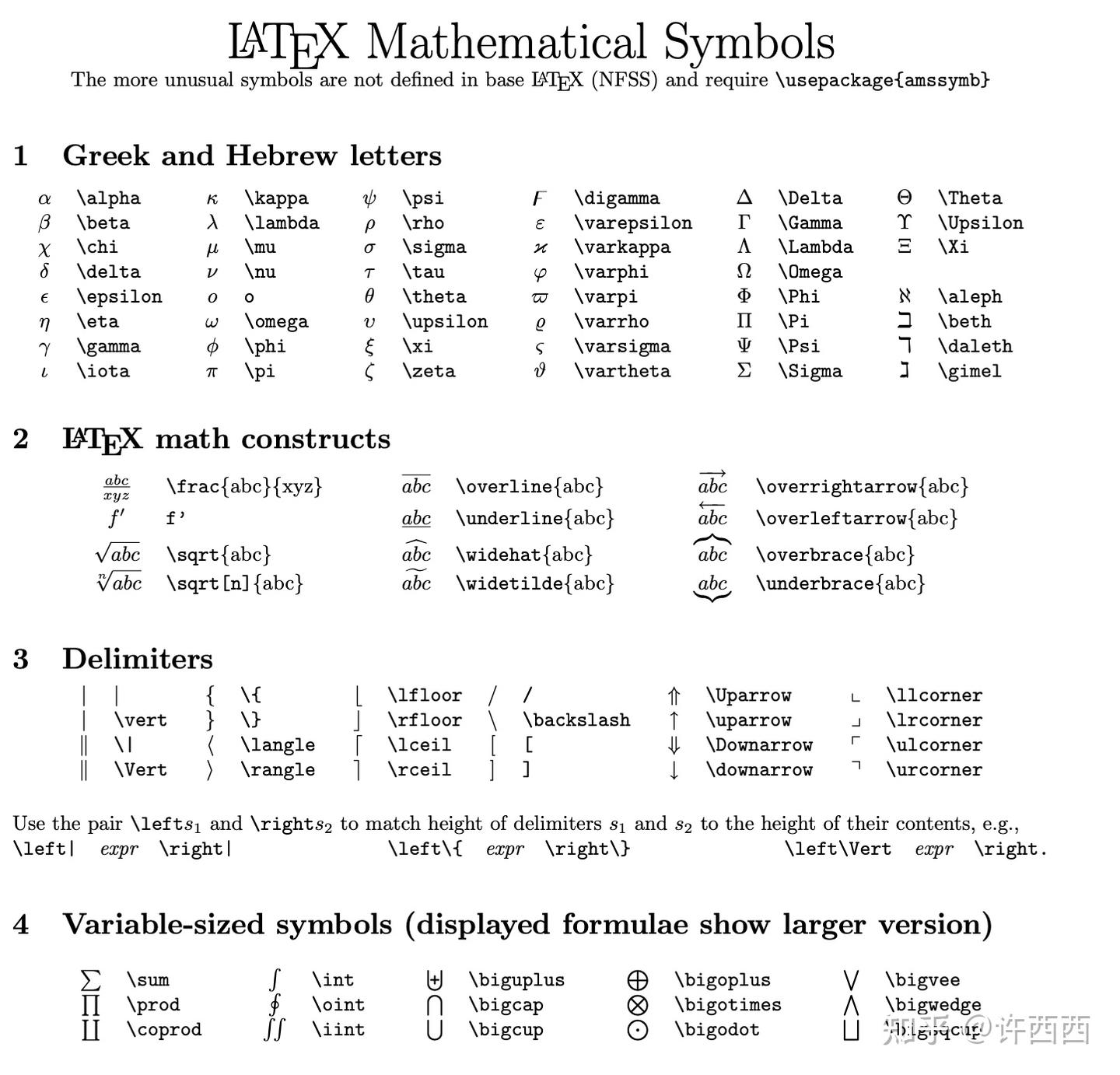 latex常用符号 - 知乎