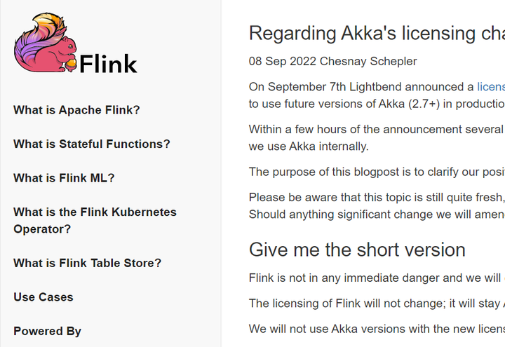 Apache Flink 关于 Akka 许可变更的声明 - 知乎