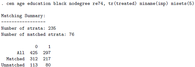 如何用stata实现粗略精确匹配(CEM) - 知乎