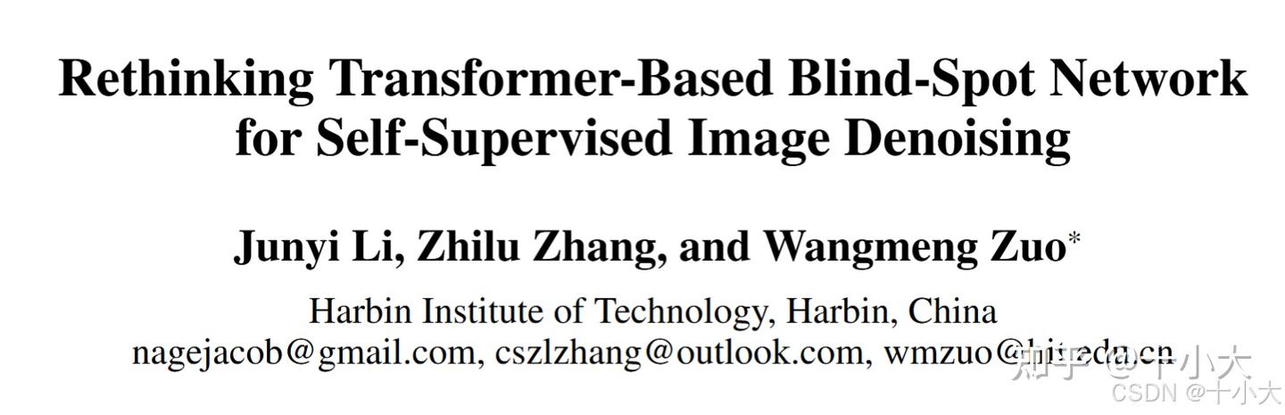 AAAI 2025 | TBSN：扩大感受野！基于Transfomer的自监督去噪盲点网络！ - 知乎
