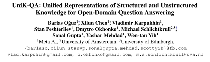 Unified Representations of Structured and Unstructured Knowledge for Open-Domain Question ...