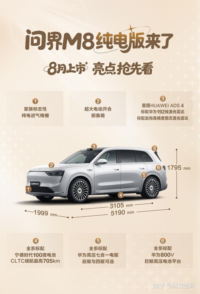 问界M8纯电版将于8月正式上市，续航里程达到705km - 知乎