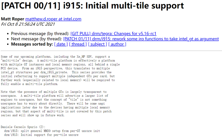 英特尔为 Linux 图形驱动的 multi-tile 硬件支持做准备 - 知乎