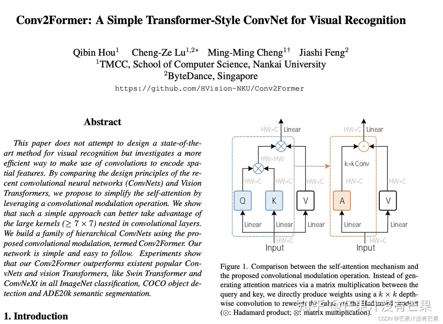 芒果YOLOv8改进：主干Backbone篇之Conv2Former：原创结合Conv2Formers改进结构，Transformer 风格的卷积网络视觉基线模型，超越ConvNeXt结构 - 知乎