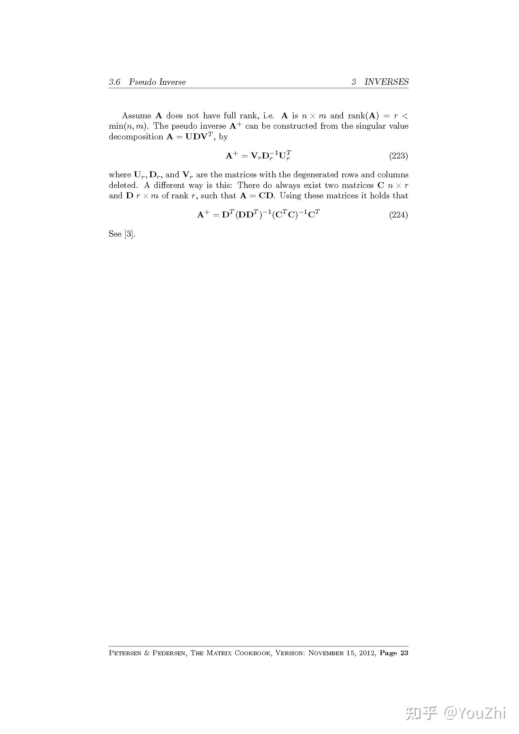 矩阵微积分公式查表(The Matrix Cookbook) - 知乎