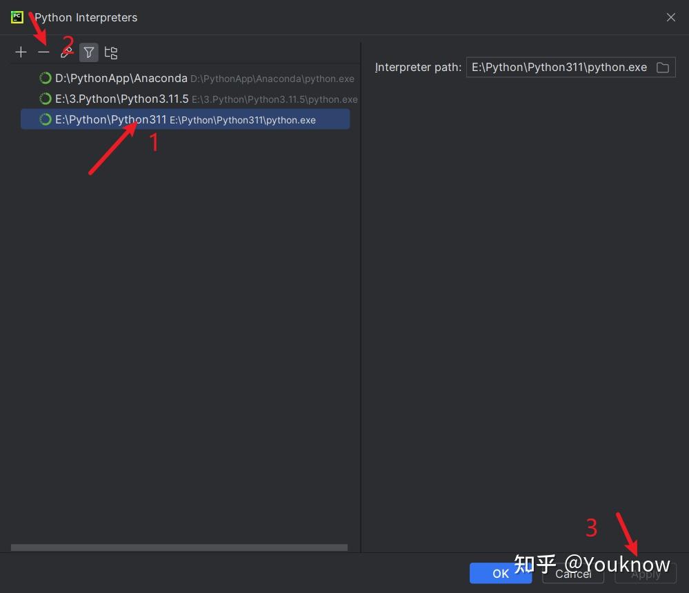 删除pycharm右下角已经清除的无效解释器 - 知乎