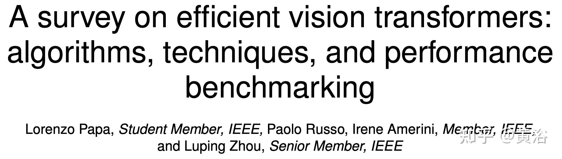 高效视觉Transformer的综述：算法，技术和性能基准 - 知乎