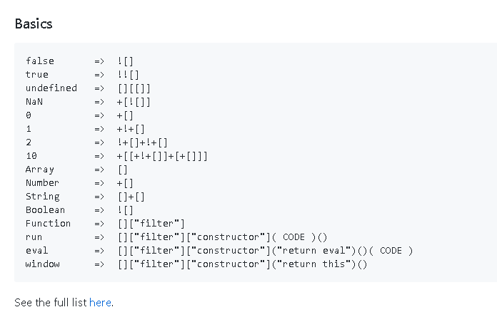 酷站推荐 - jsfuck.com - JSFuck | JavaScript by []()!+ - 知乎