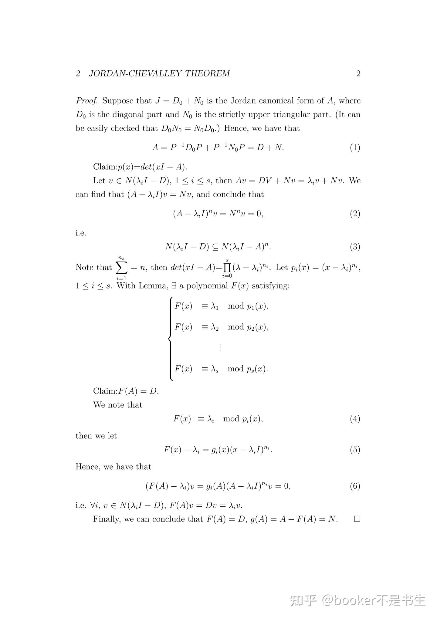 SJTU高代笔记 Jordan-Chevalley分解（运用中国剩余定理） - 知乎