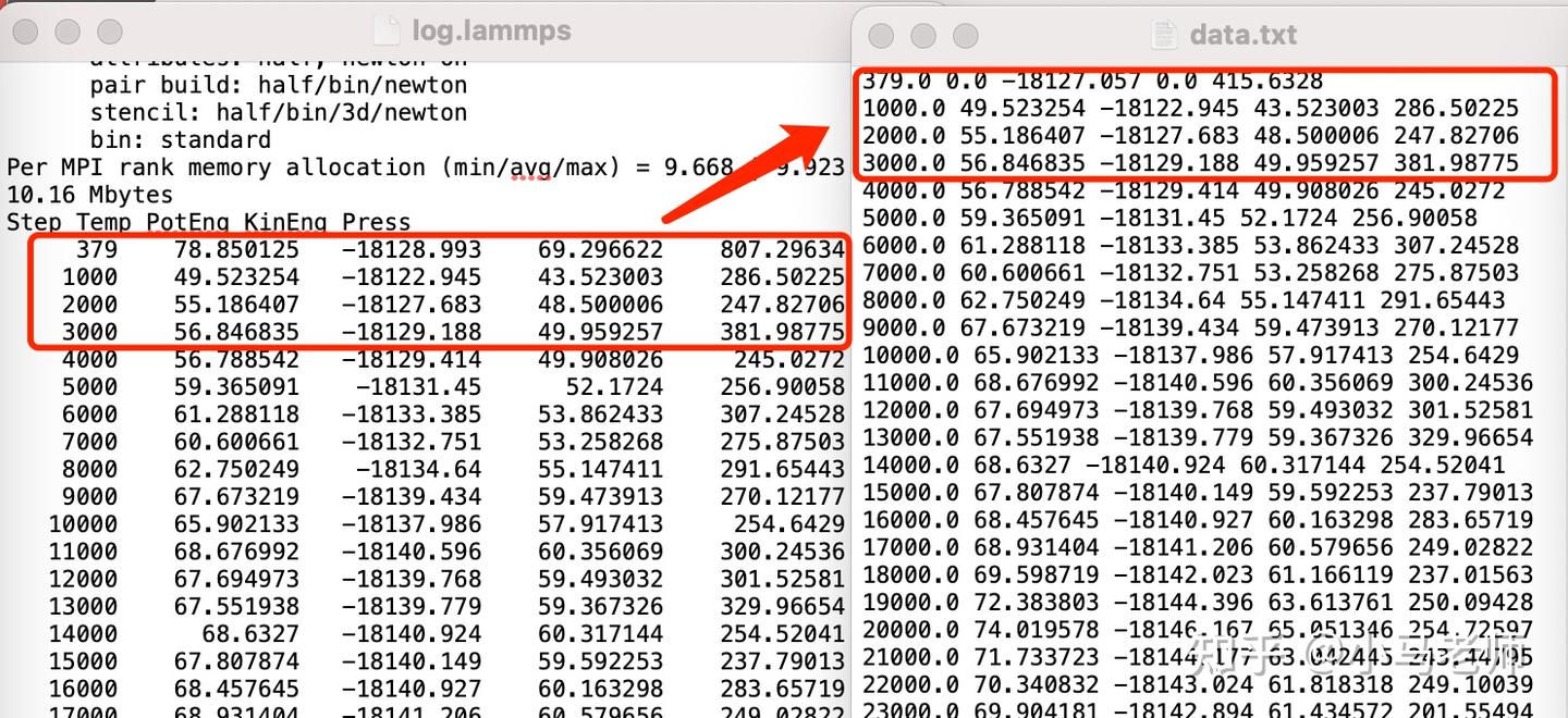 lammps教程：从log文件提取模拟数据的方法 - 知乎