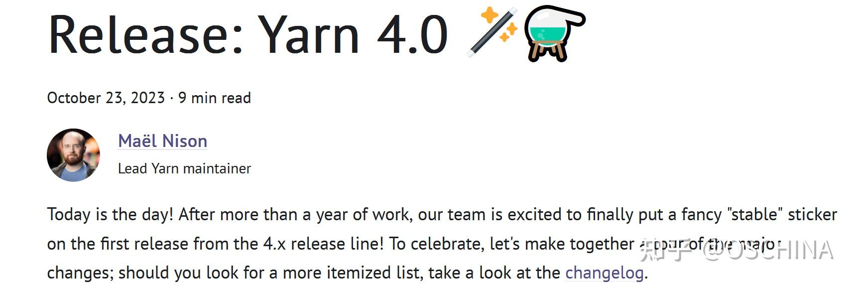 Yarn 4.0 正式发布，现代化的软件包管理器 - 知乎