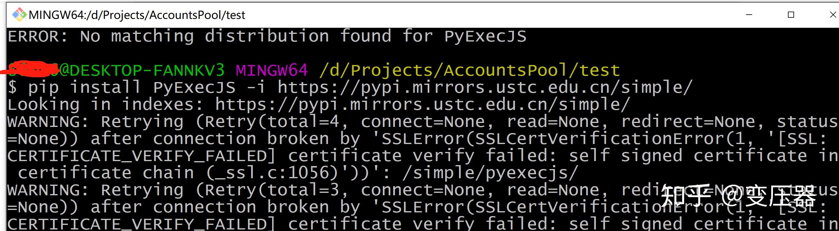 pip 安装第三方包异常：[SSL: CERTIFICATE_VERIFY_FAILED] - 知乎