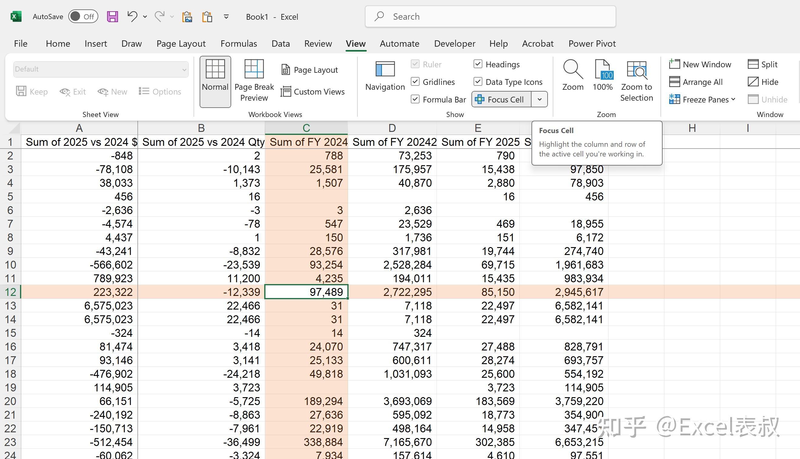 小技巧4：Excel“Focus cell"功能 - 知乎