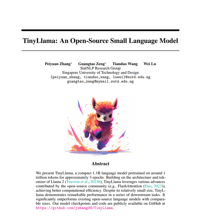 【LLM-小模型】TinyLlama：一个开源的小语言模型 - 知乎