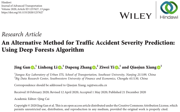 An Alternative Method for Traffic Accident Severity Prediction: Using Deep Forests Algorithm 论文 ...