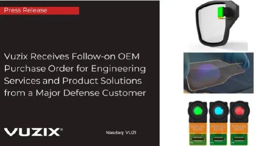 Vuzix 获得美国国防承包商的后续 OEM 订单，用于 HUD 组件开发 - 知乎