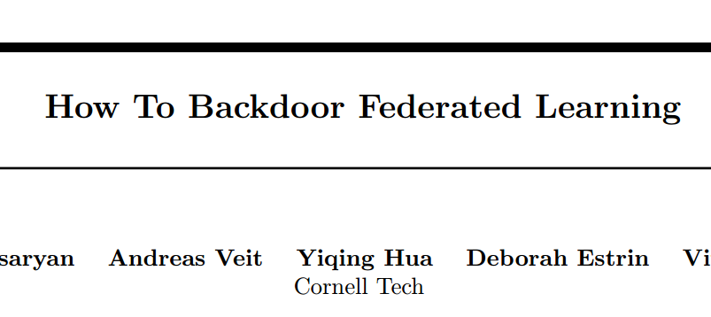 联邦学习安全论文阅读《How To Backdoor Federated Learning》 - 知乎