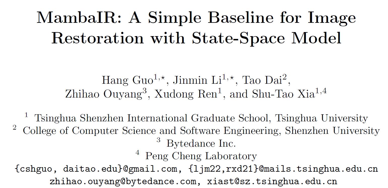 MambaIR: A Simple Baseline for Image Restoration with State-Space Model ...